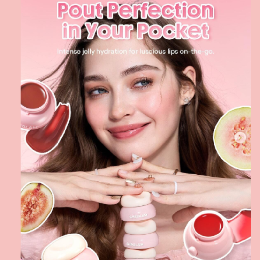 SheGlam Pocket Lip Jam - Buildable Jelly Lip Balm with Built-In Brush